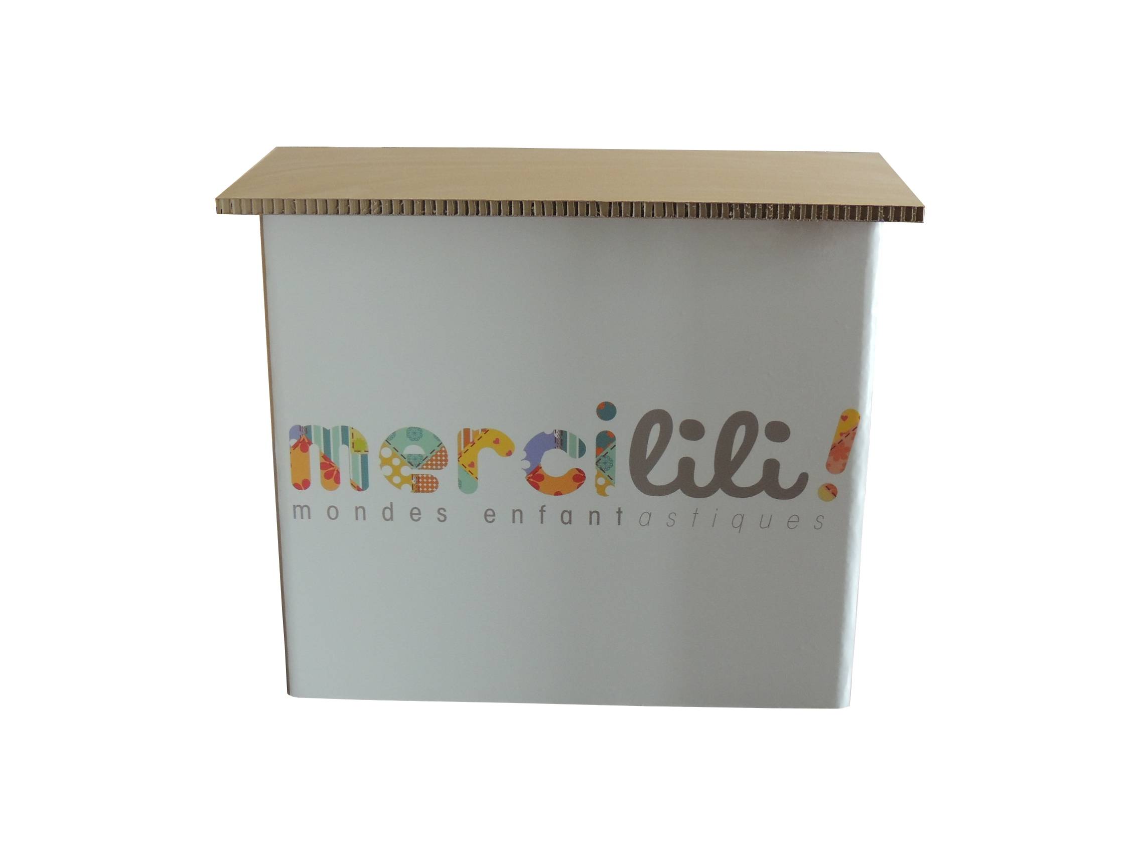 Comptoir d'accueil en carton avec tablette intérieur | My Nature Box