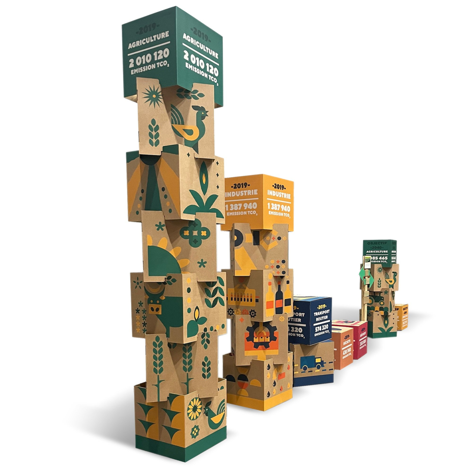 Totem cube en carton | PLV en carton sur mesure | MNBOX